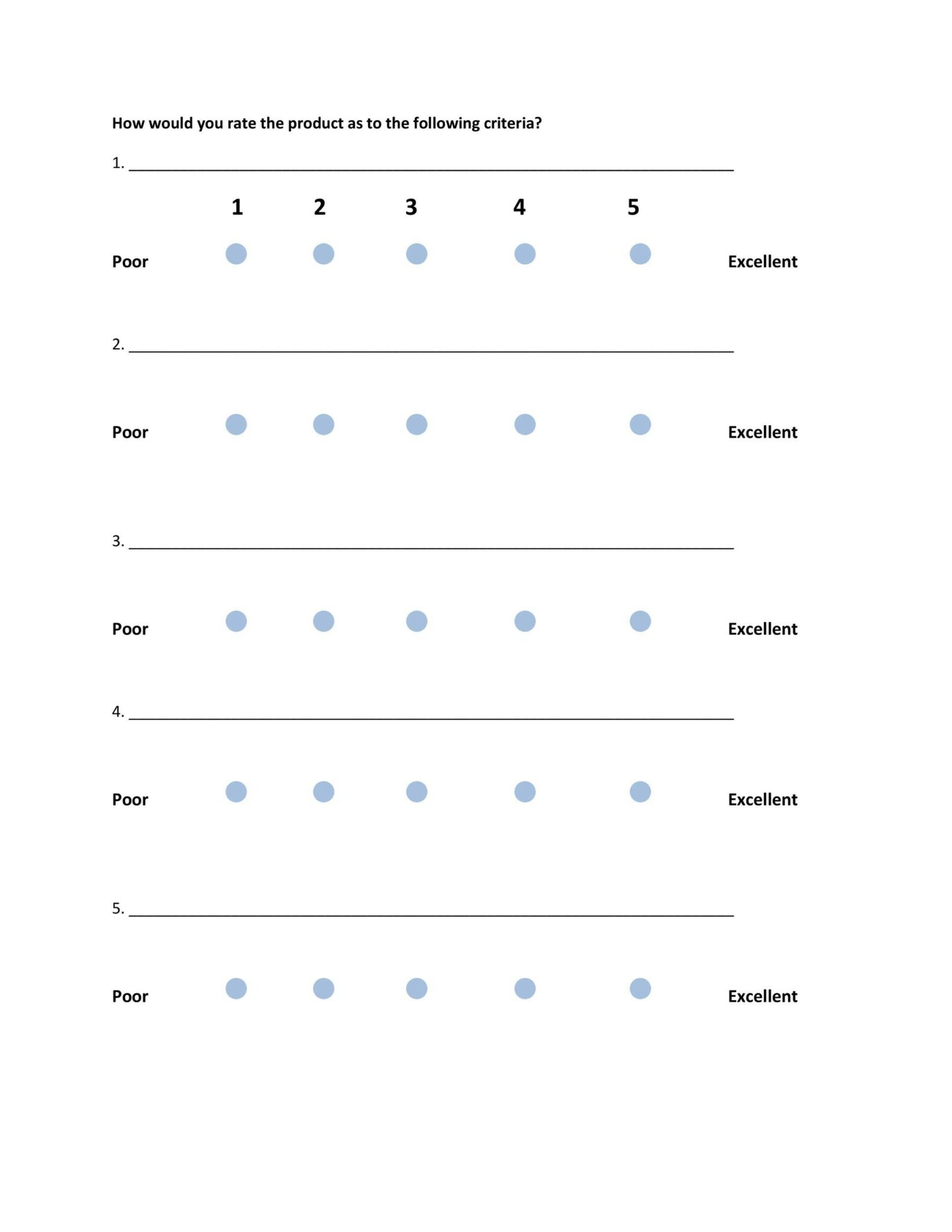 Scale 1 To 5 Survey Template