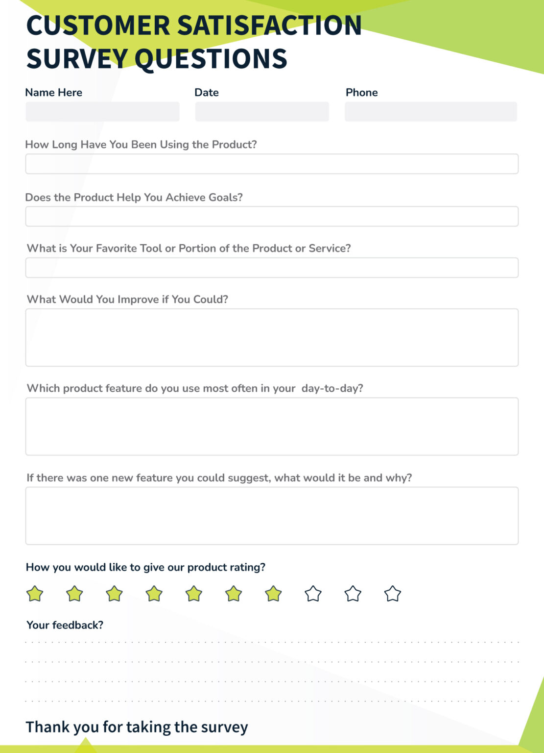 Simple Customer Satisfaction Survey Template
