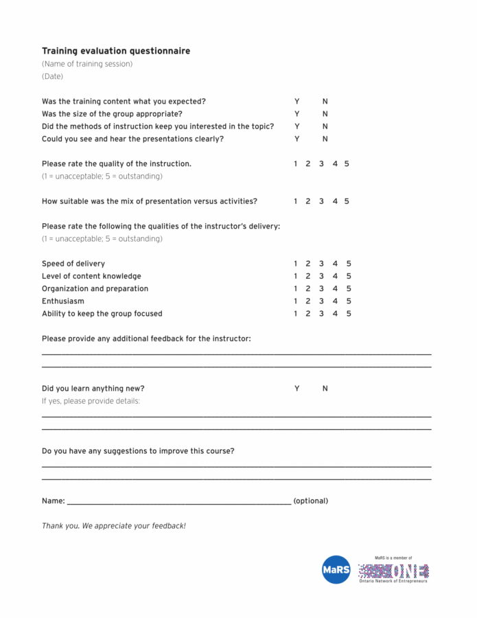 Training Survey Questions For Employees Template
