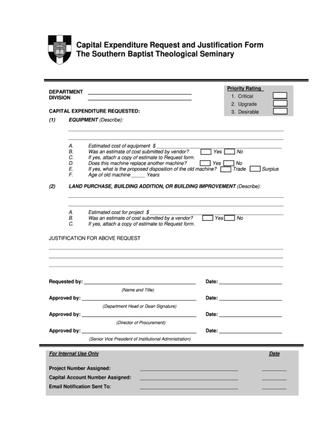 Capital Appropriation Request Template