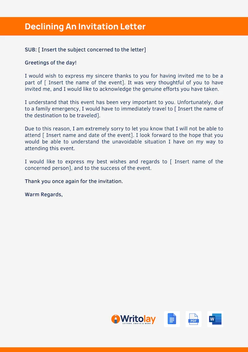 Declining A Meeting Request Politely Template