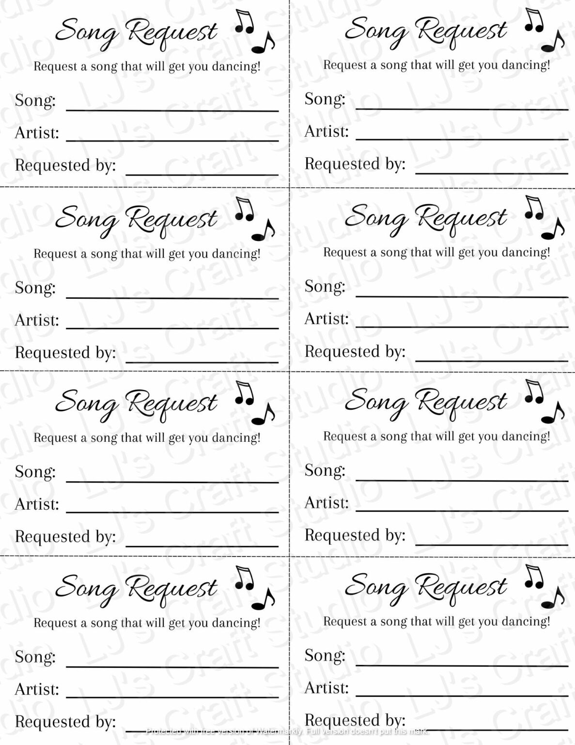 Free Song Request Template