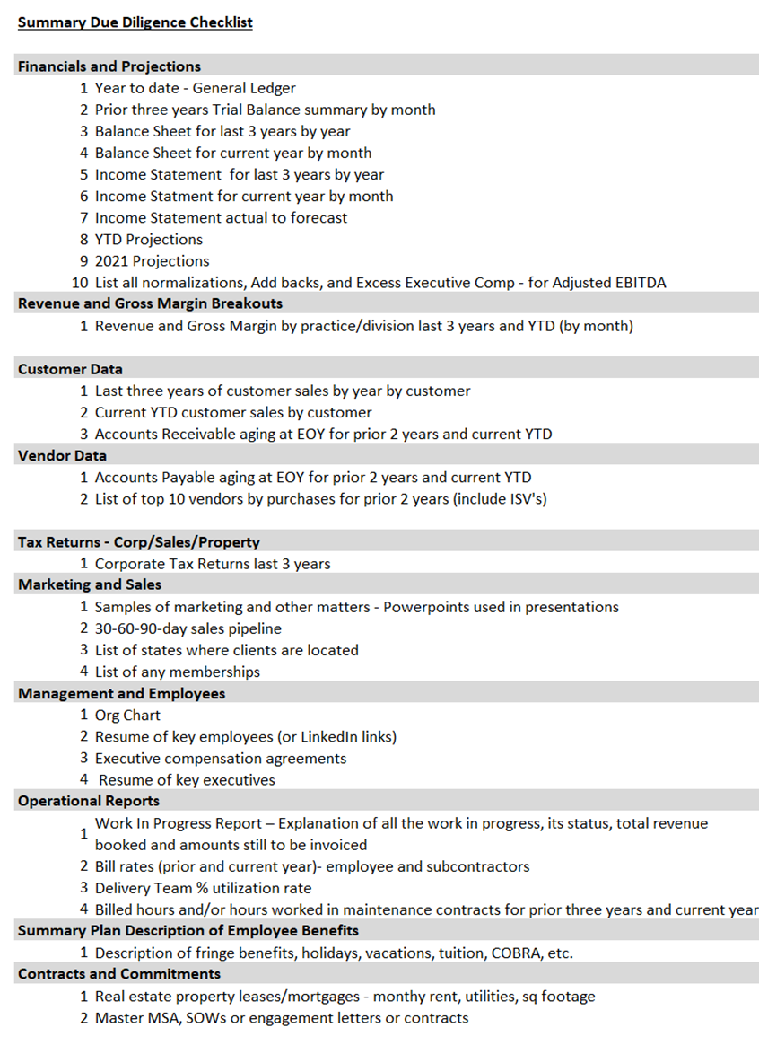 Pbc Request Checklist Template