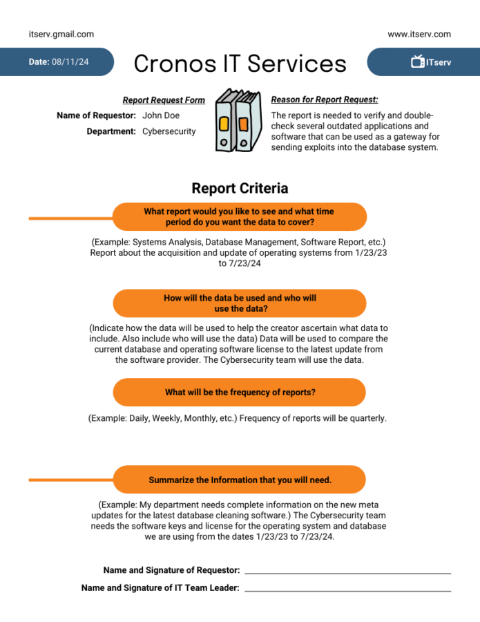 Custom Report Request Template