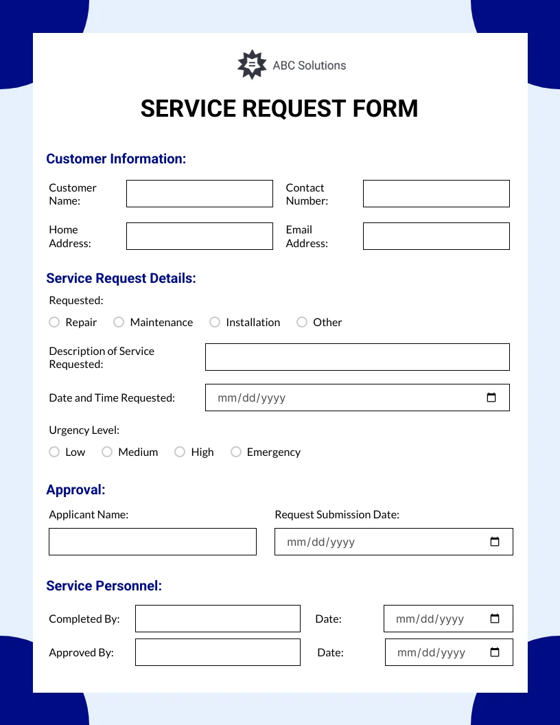 It Service Request Template