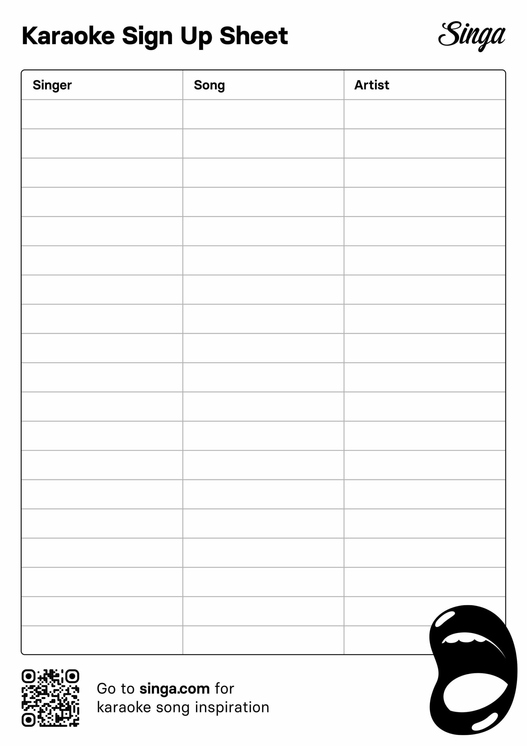 Karaoke Request Slip Template