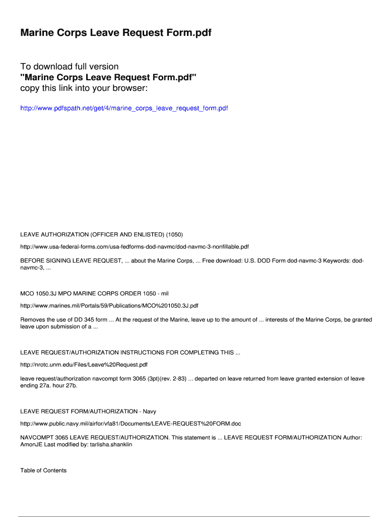 Leave Request Template Usmc