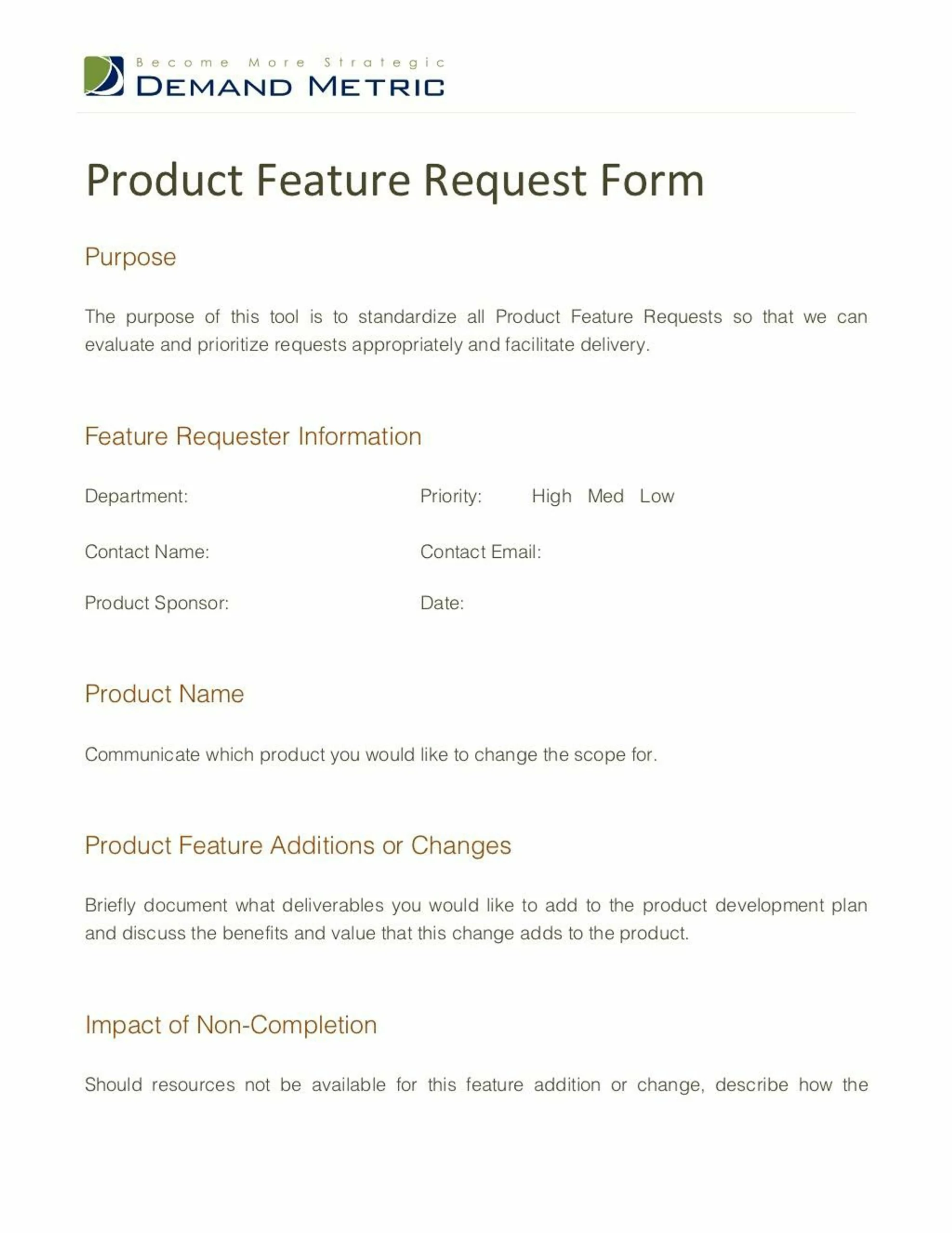 New Software Feature Request Template