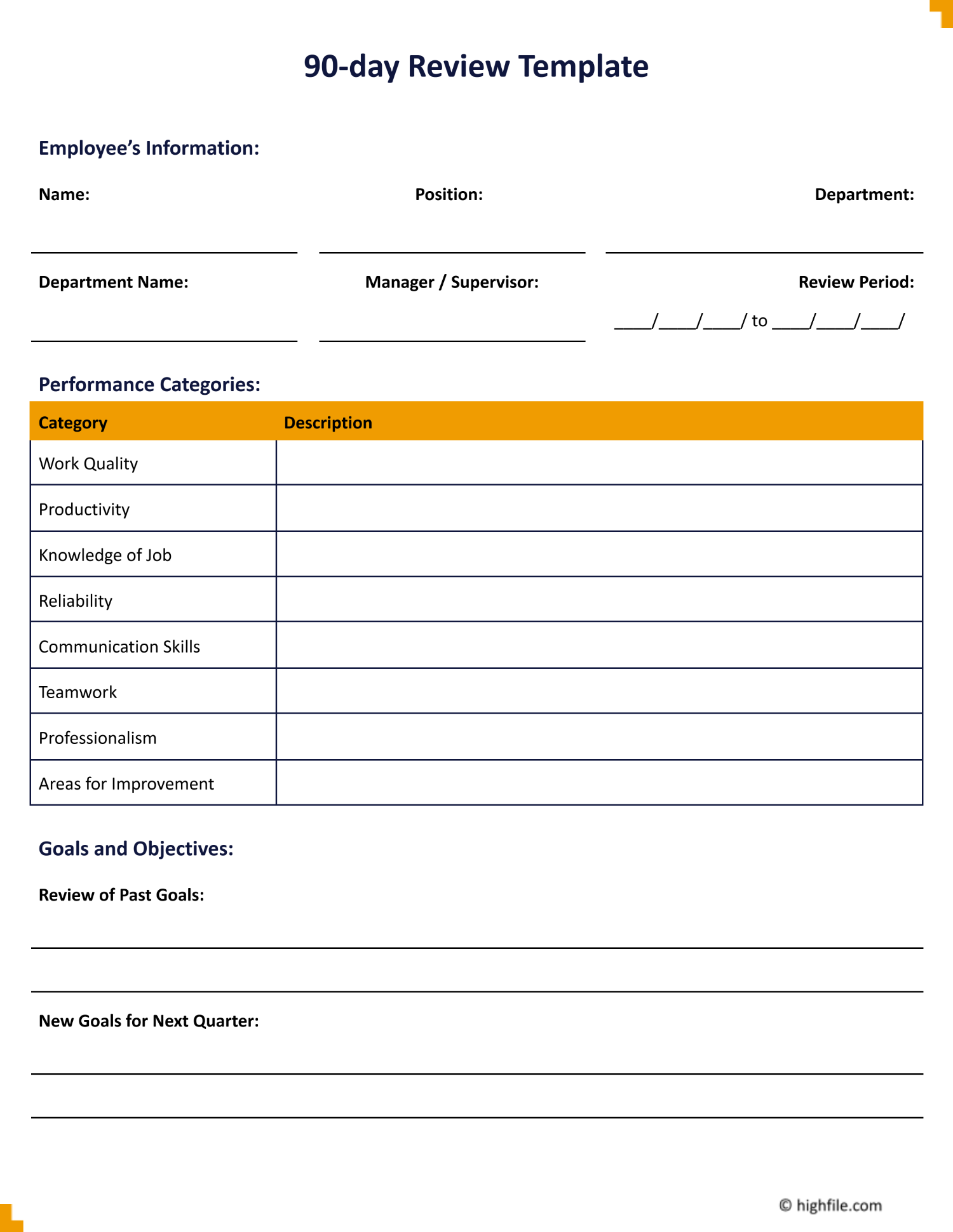 Performance Review Request Template