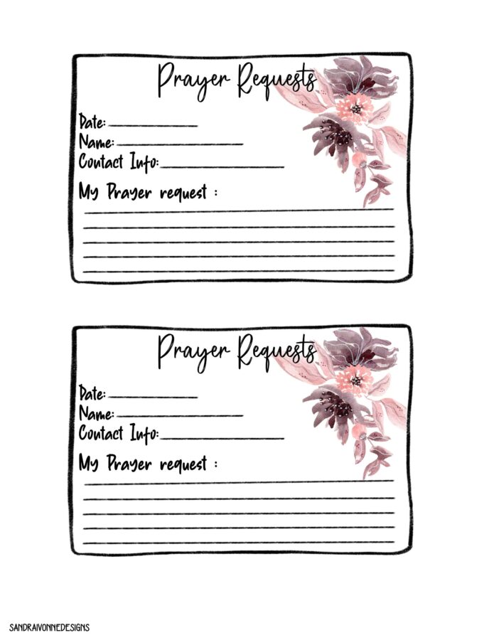 Printable Prayer Request Cards Template