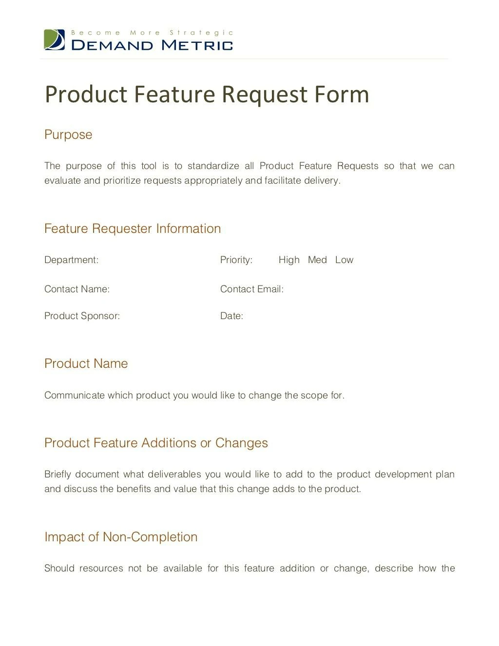 Product Enhancement Request Template