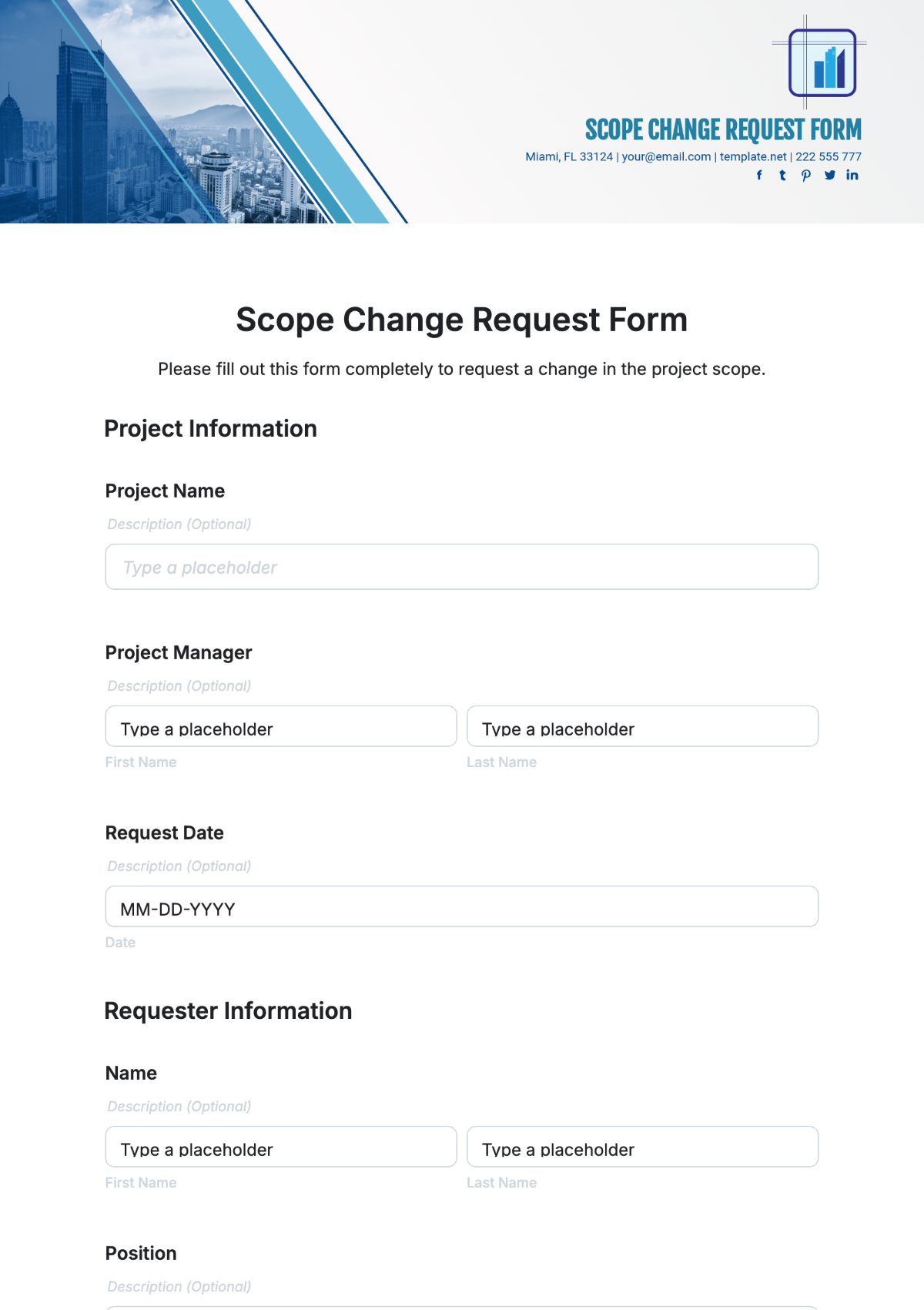 Project Scope Change Request Template