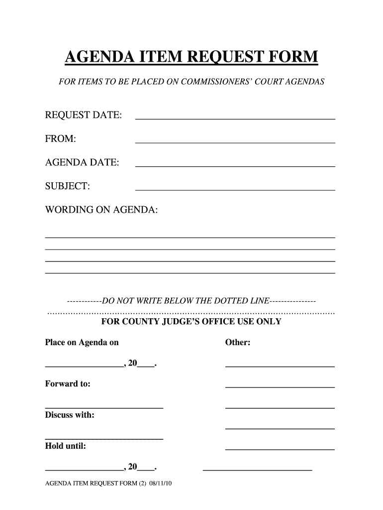 Request For Agenda Items Template