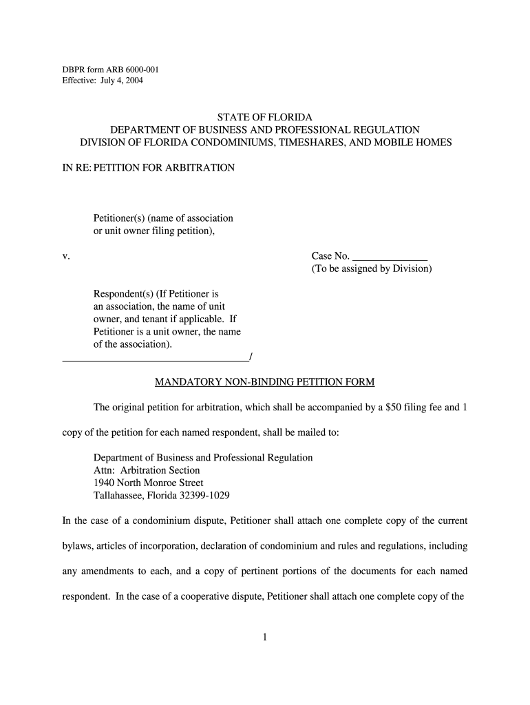 Request For Arbitration Template