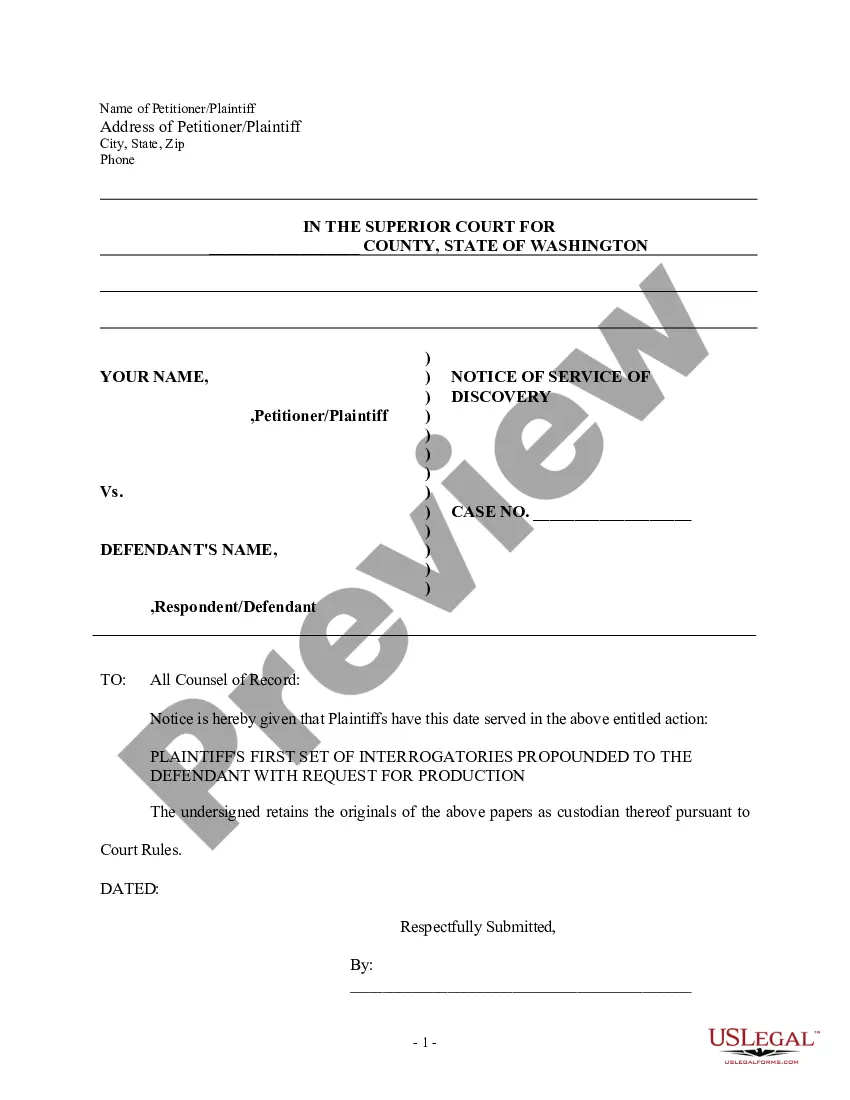 Request For Discovery Template Washington State