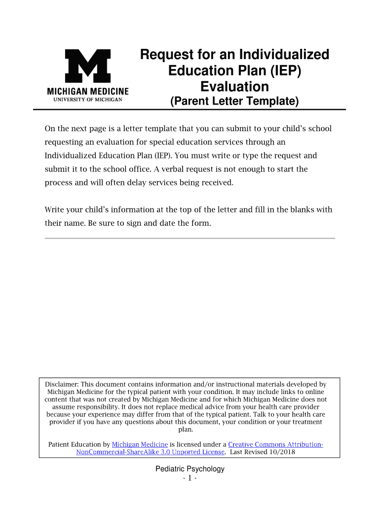 Request For Special Education Evaluation Template