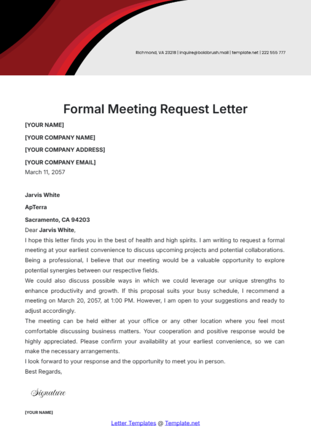 Business Meeting Request Template