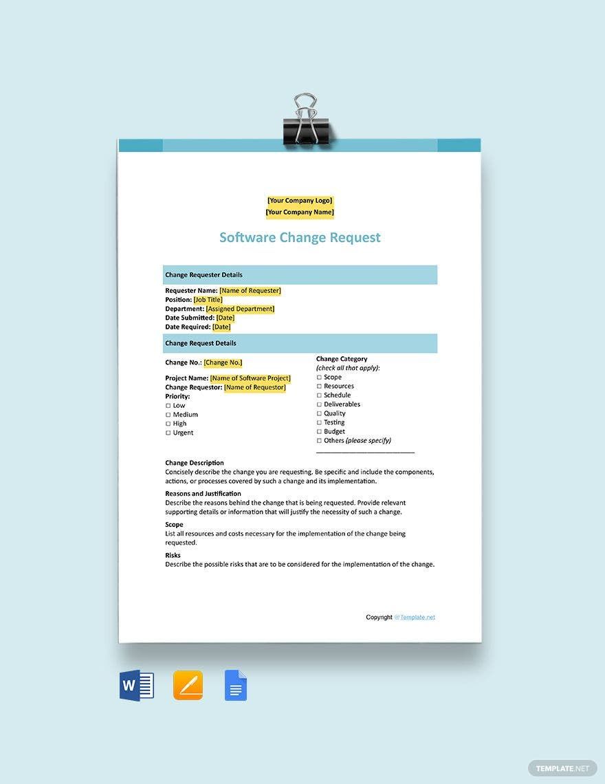 Software Change Request Template
