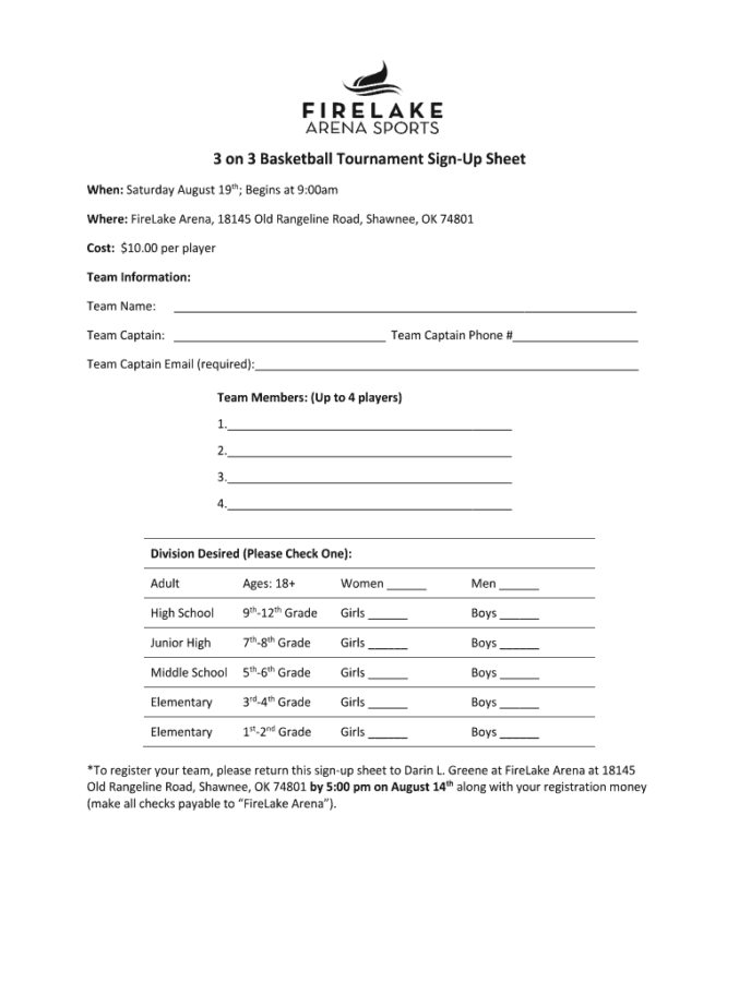 Football Sign Up Sheet Template