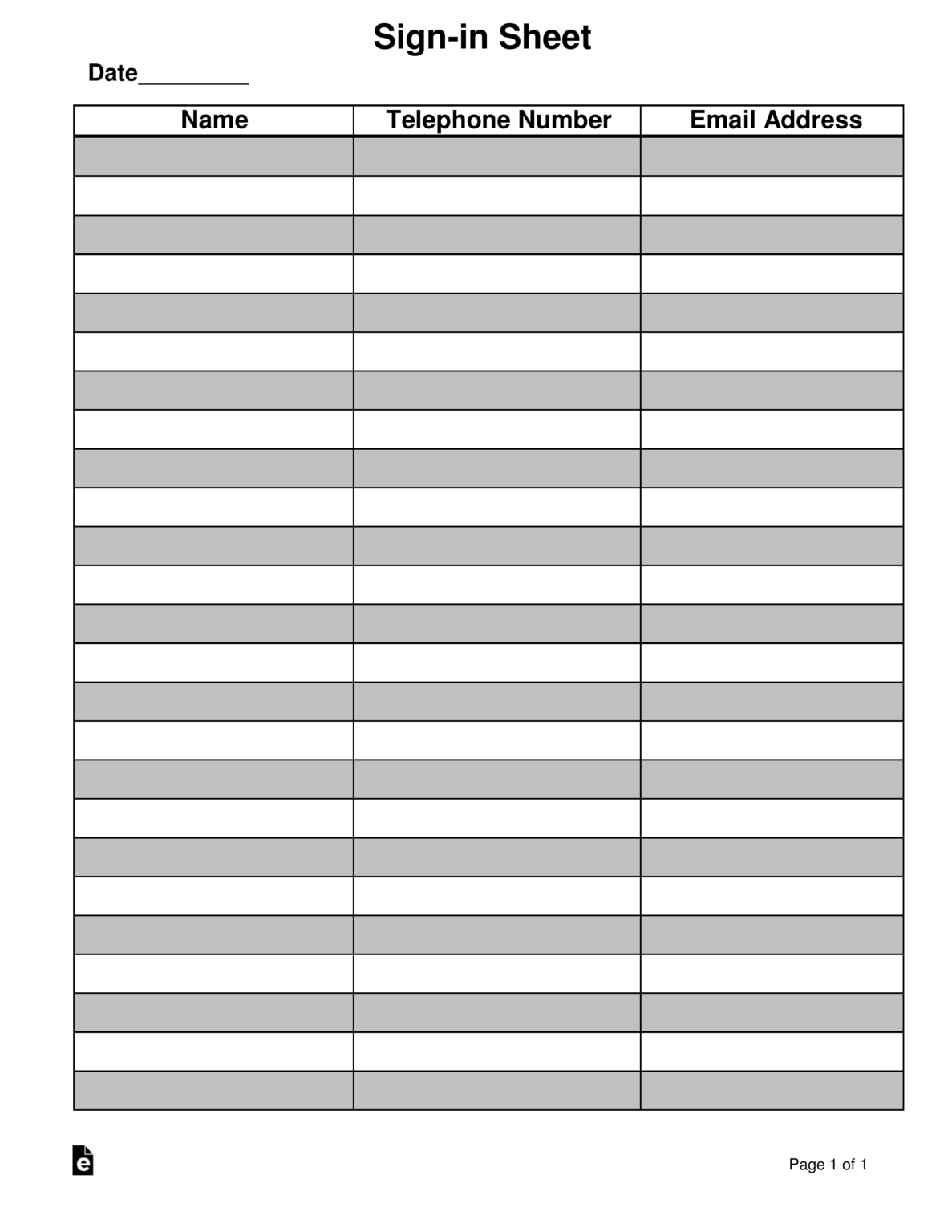 Daily Sign Off Sheet Template