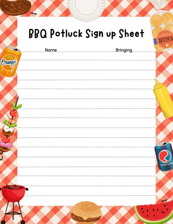 Snack Sign Up Sheet Template