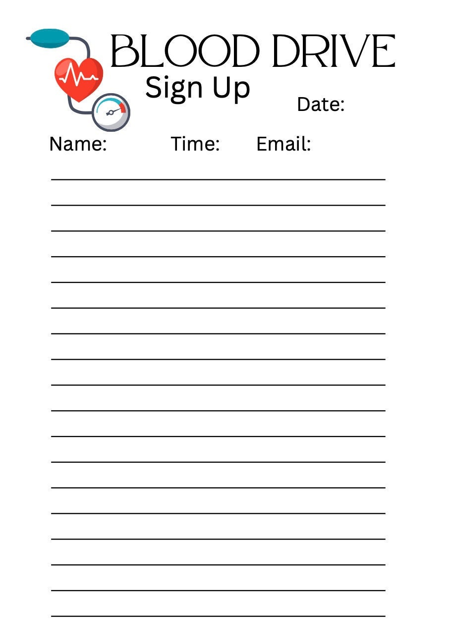 Blood Drive Sign Up Sheet Template