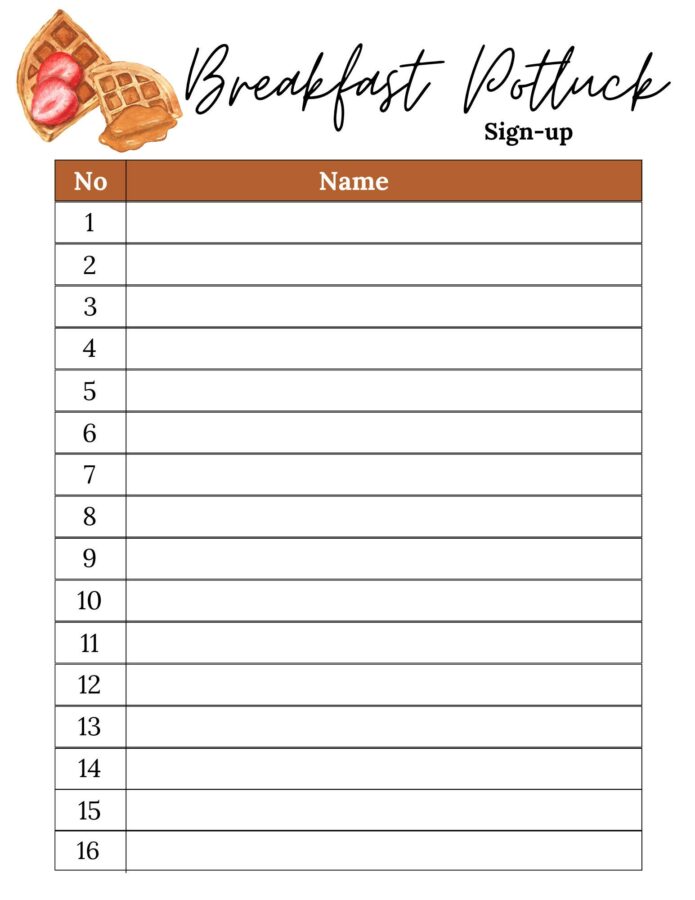 Valentine Sign Up Sheet Template