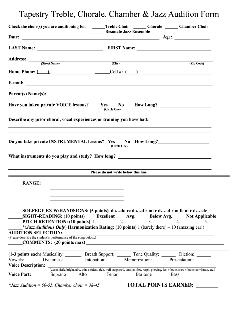 Choir Sign Up Sheet Template