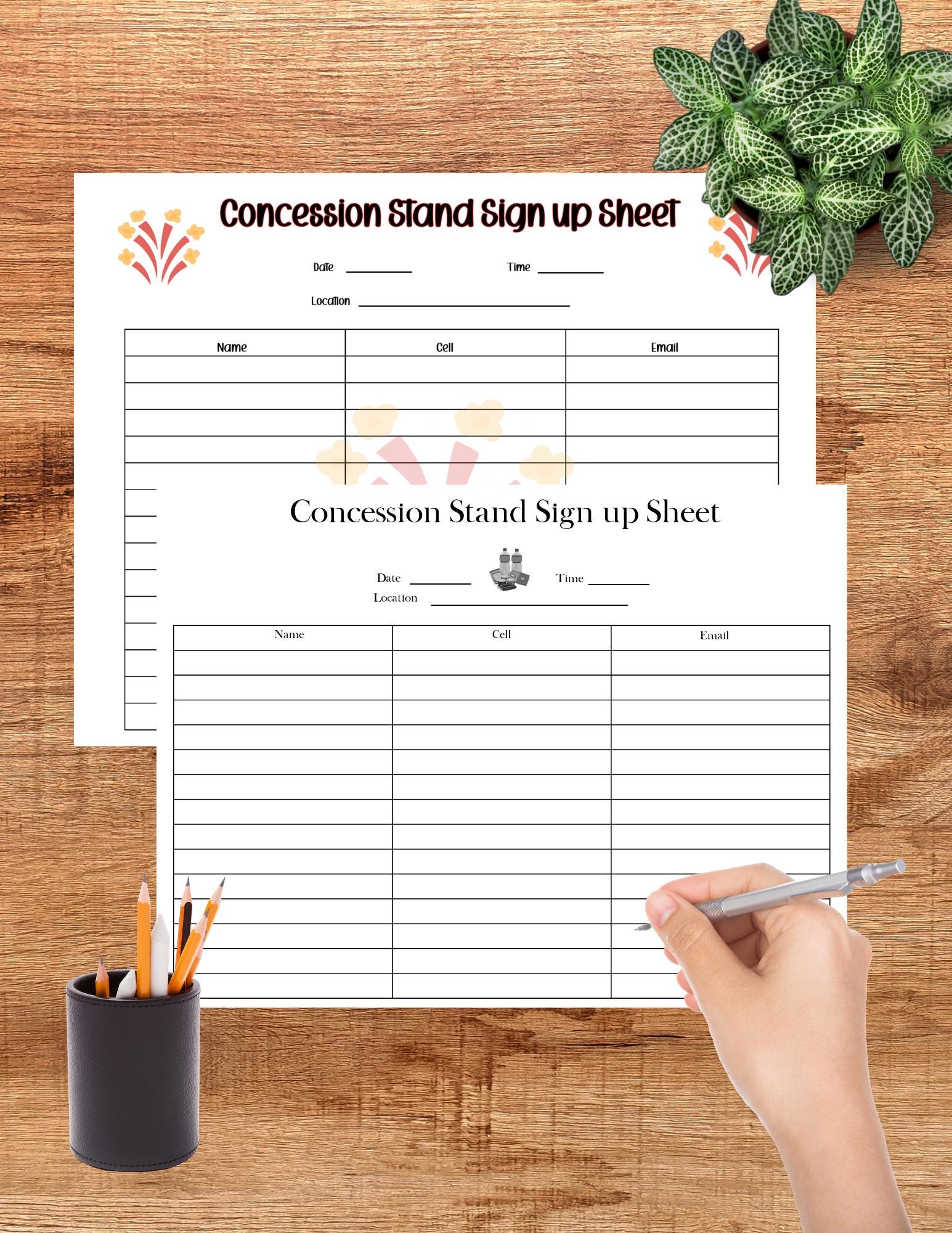 Concession Sign Up Sheet Template