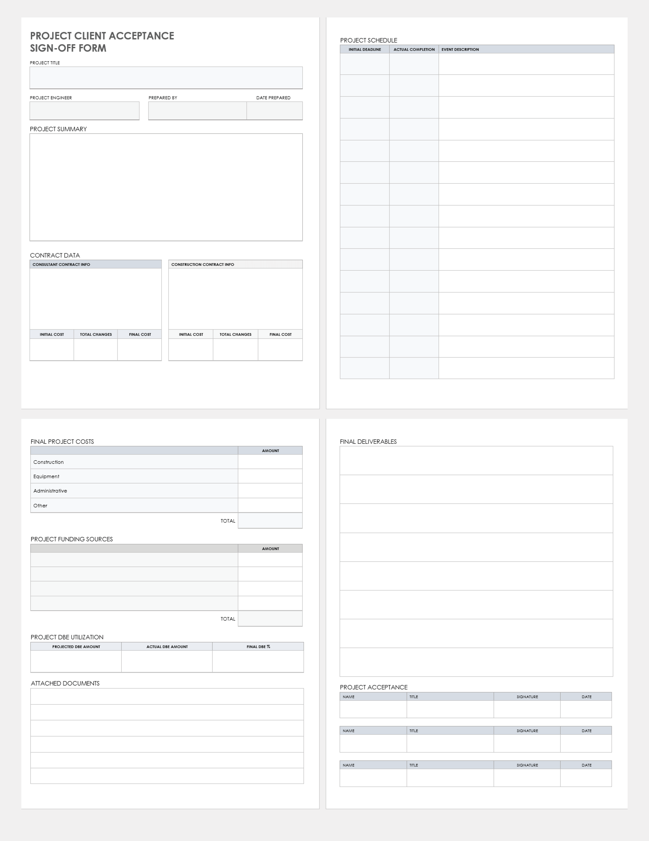 Construction Sign Off Sheet Template