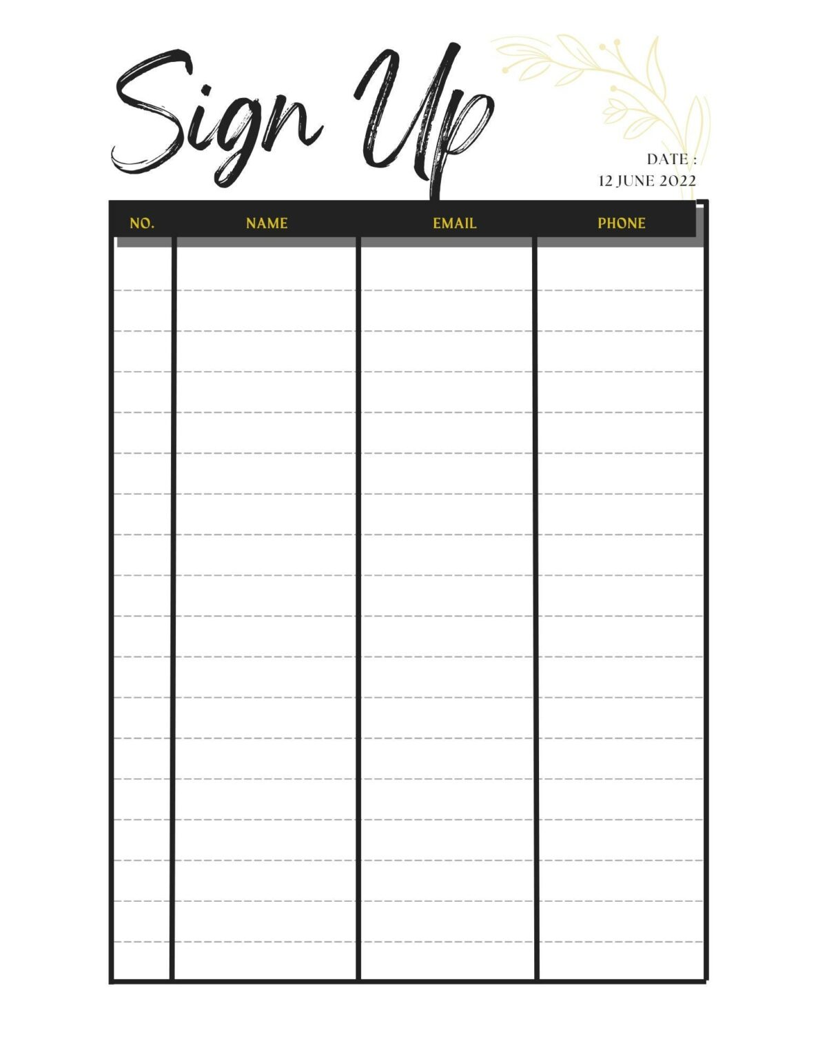 Cute Sign In Sheet Template