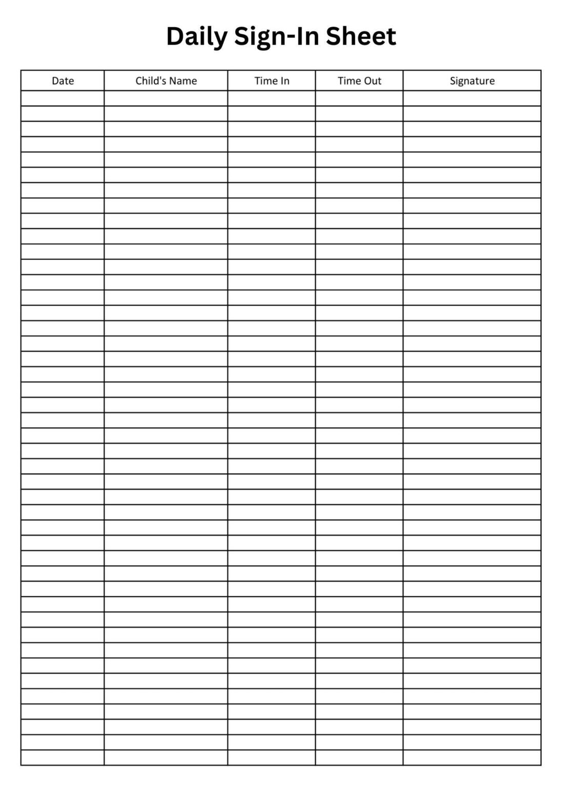 Employee Sign In Out Sheet Template