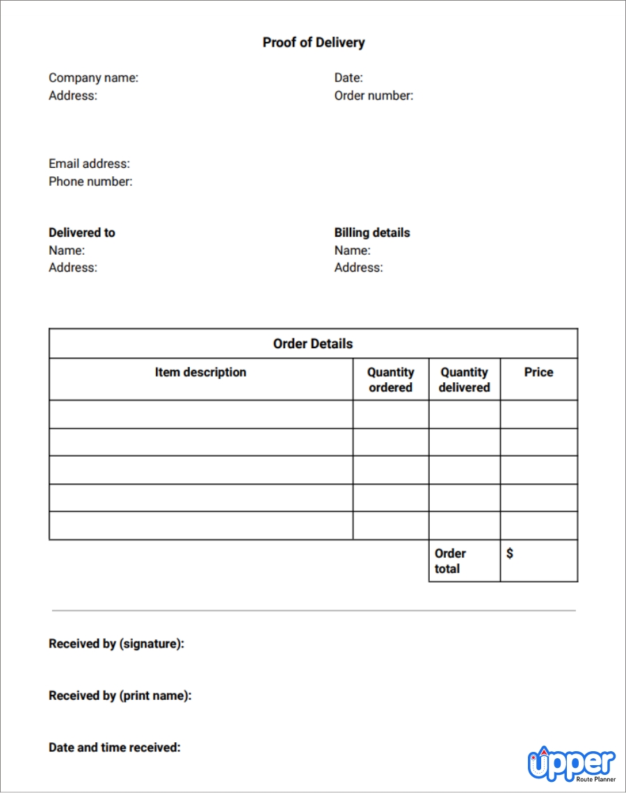 Delivery Sign Off Sheet Template