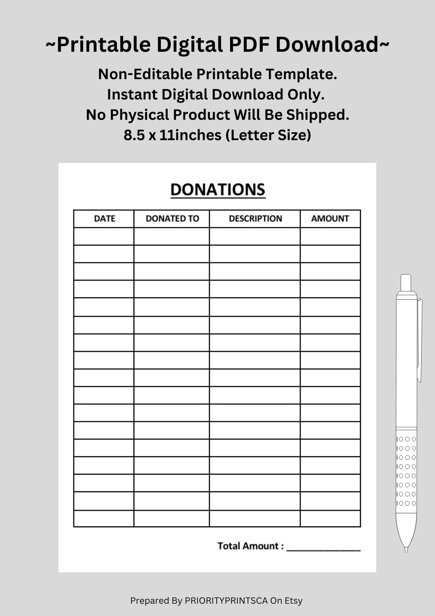 Donation Sign Up Sheet Template