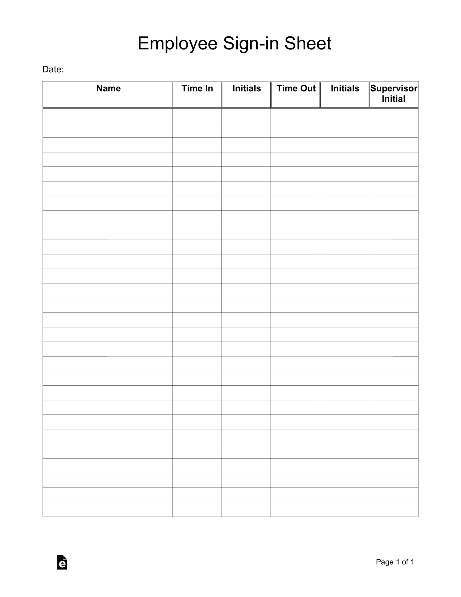 Employee Sign In Out Sheet Template