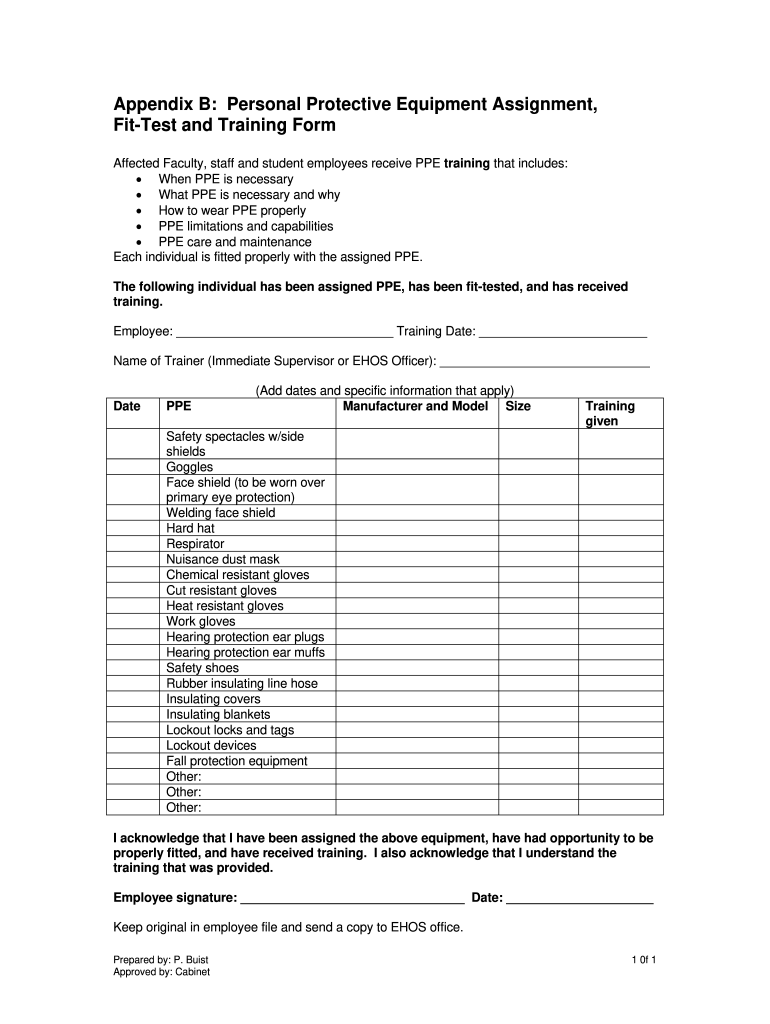 Equipment Training Sign Off Sheet Template