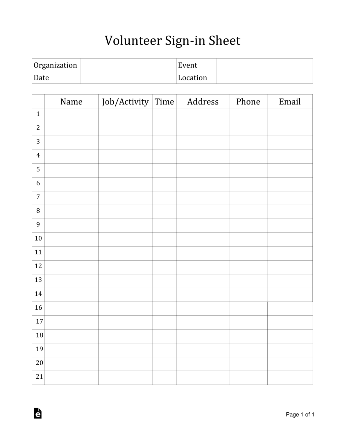 Group Sign Up Sheet Template