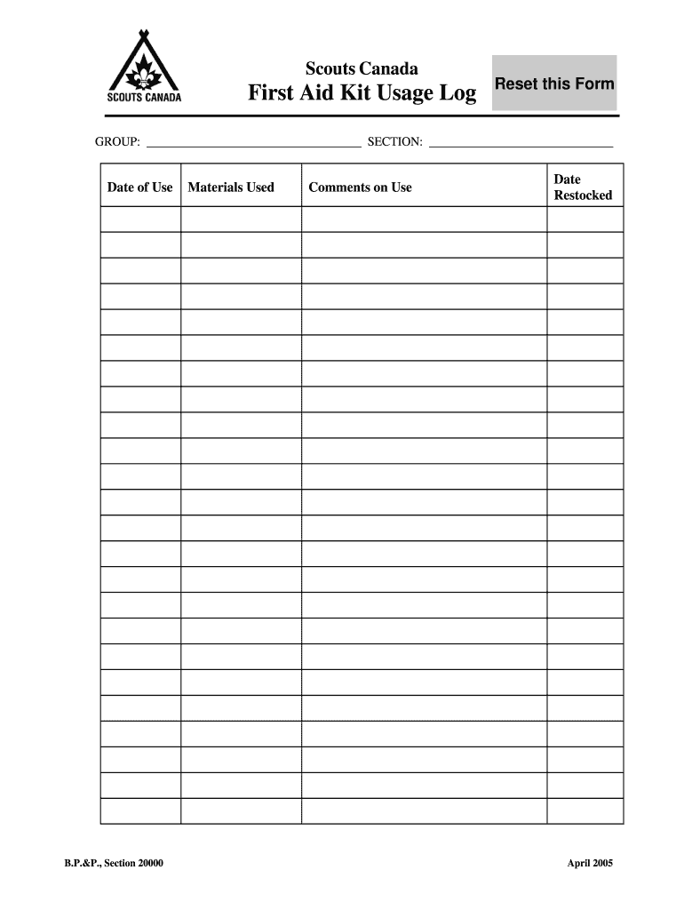First Aid Kit Sign Out Sheet Template