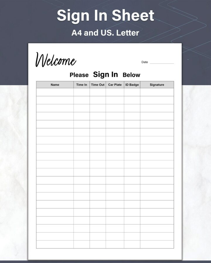 Customer Sign In Sheet Template