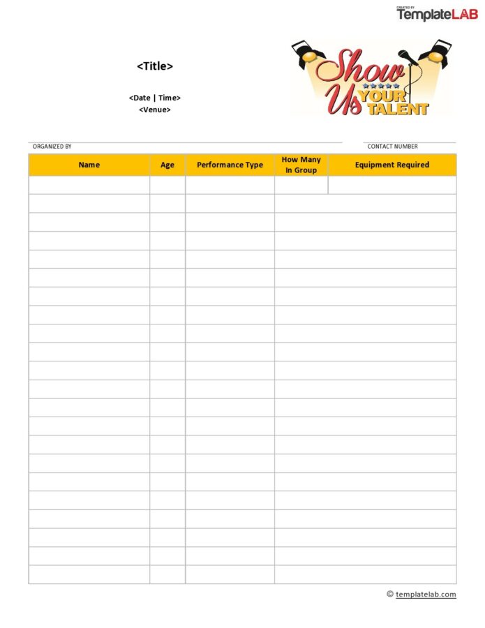 Event Volunteer Sign Up Sheet Template