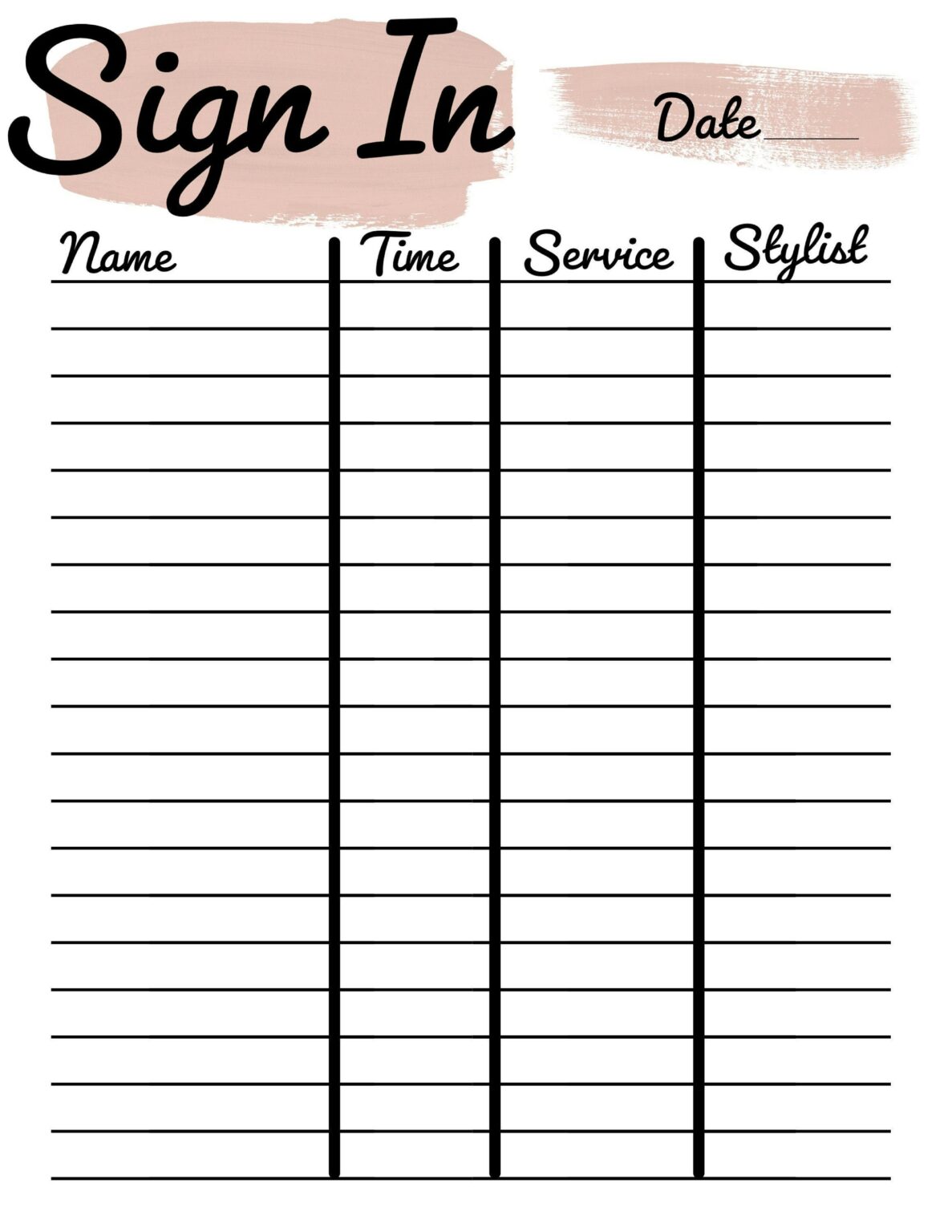 Clinic Sign In Sheet Template