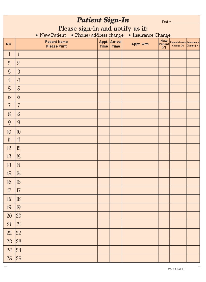 Hipaa Compliant Sign In Sheet Template