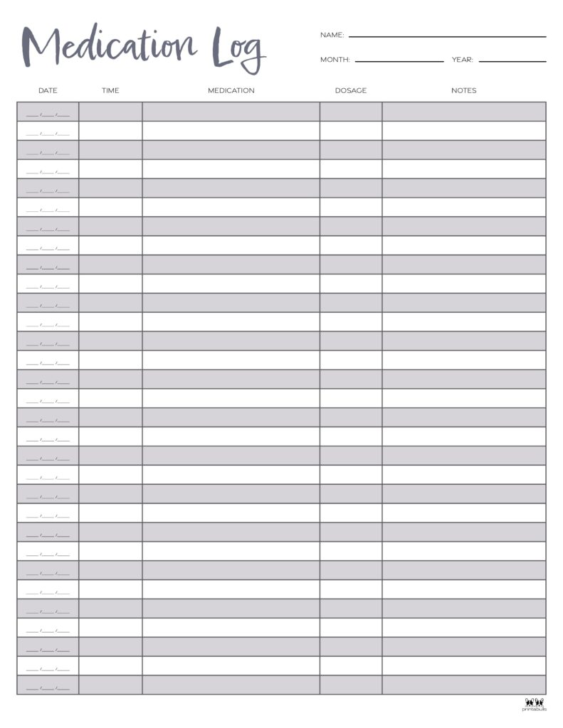 Medication Sign Out Sheet Template