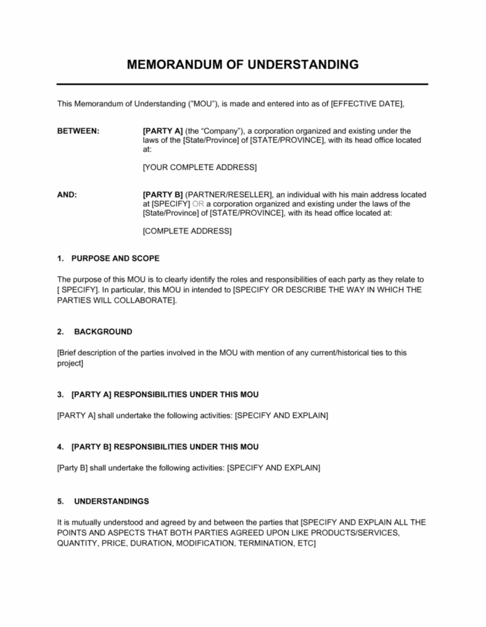 Information Technology Memorandum Of Understanding Template