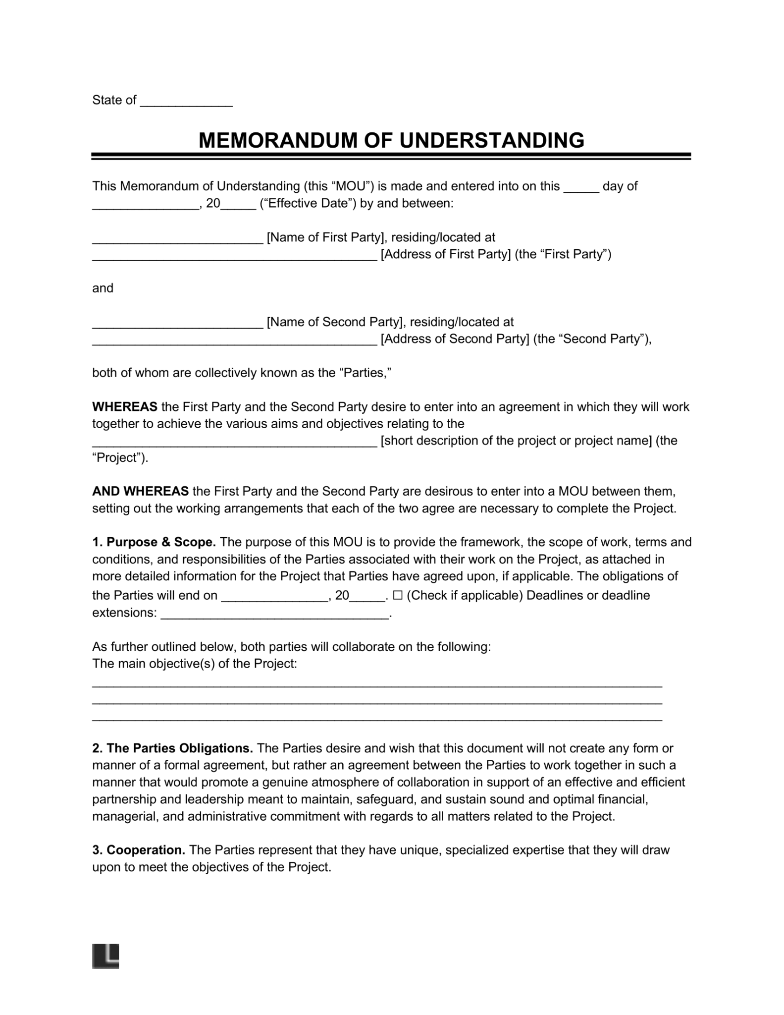 Sheriff's Memorandum of Understanding Template
