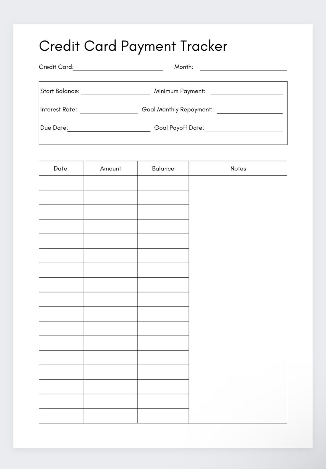Credit Card Sign Out Sheet Template