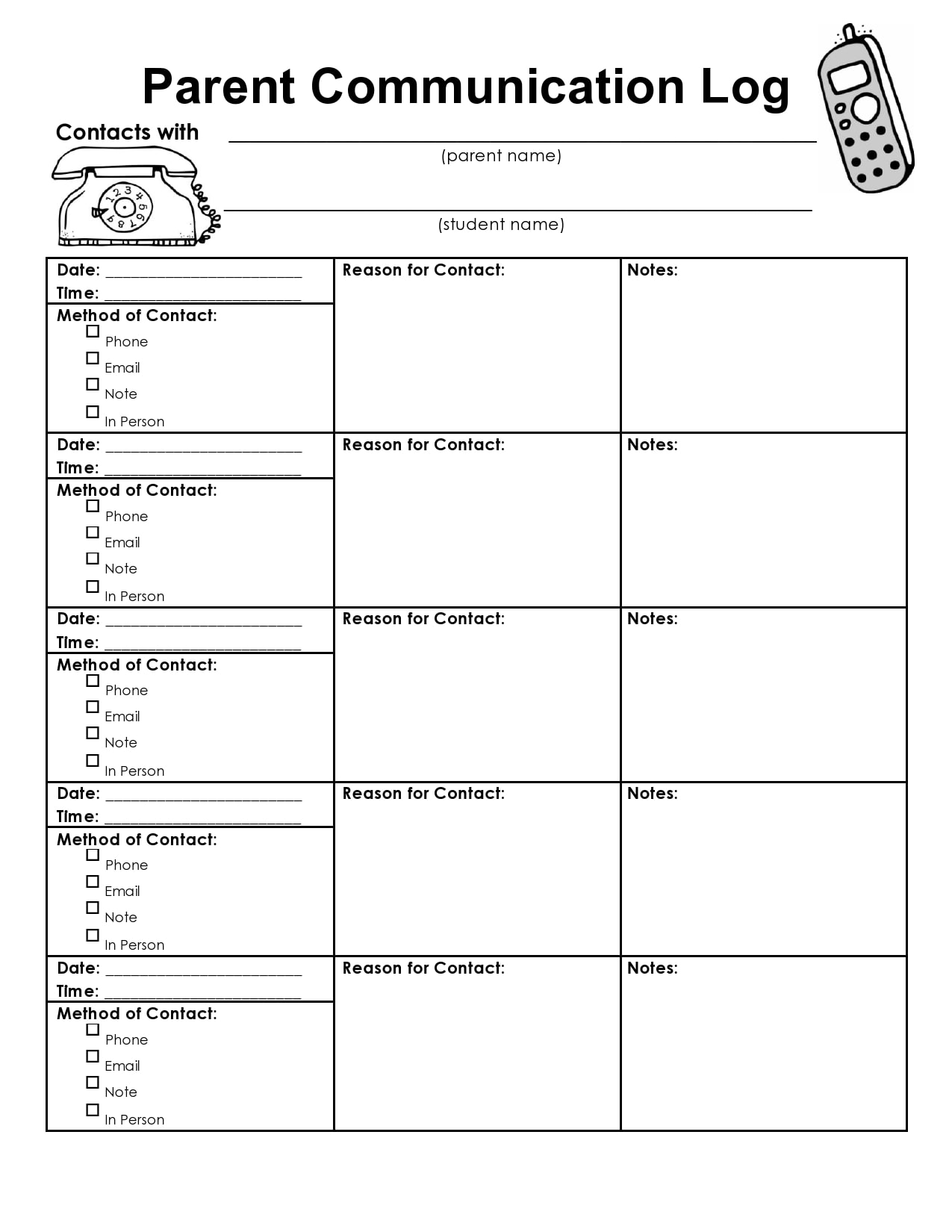 Communication Log Template For Work