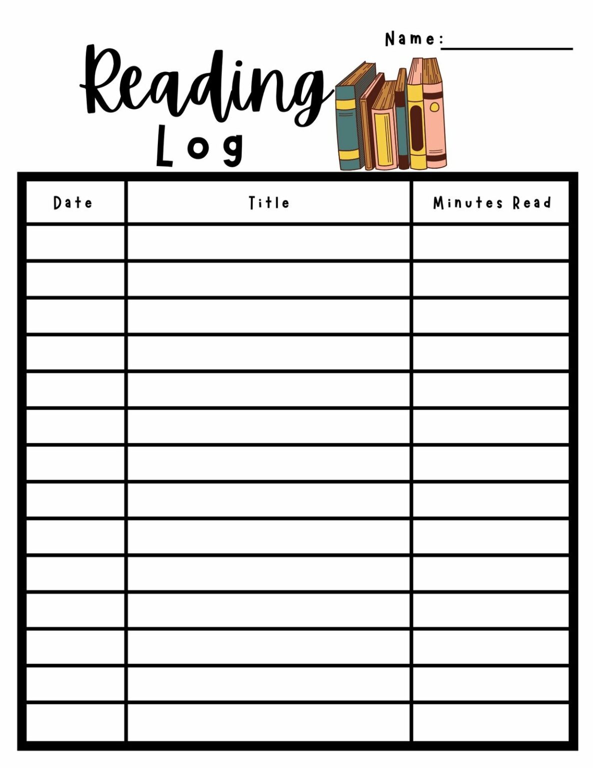 Book Club Reading Log Template