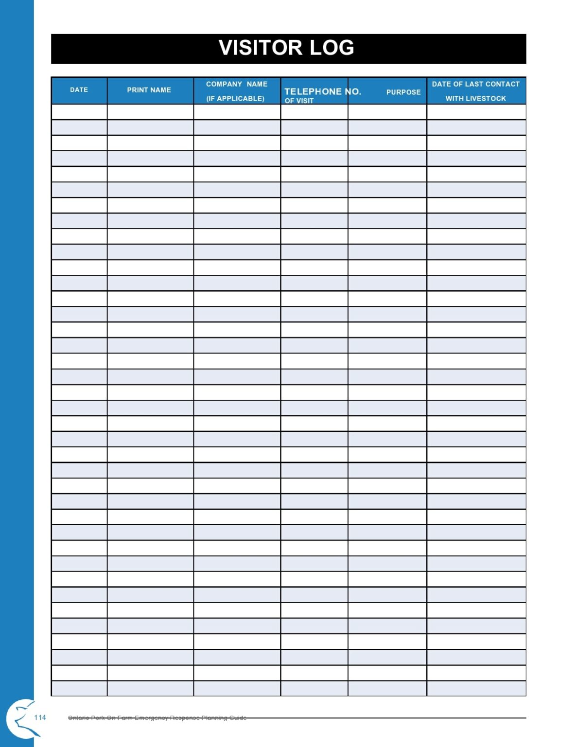 Server Room Access Log Template
