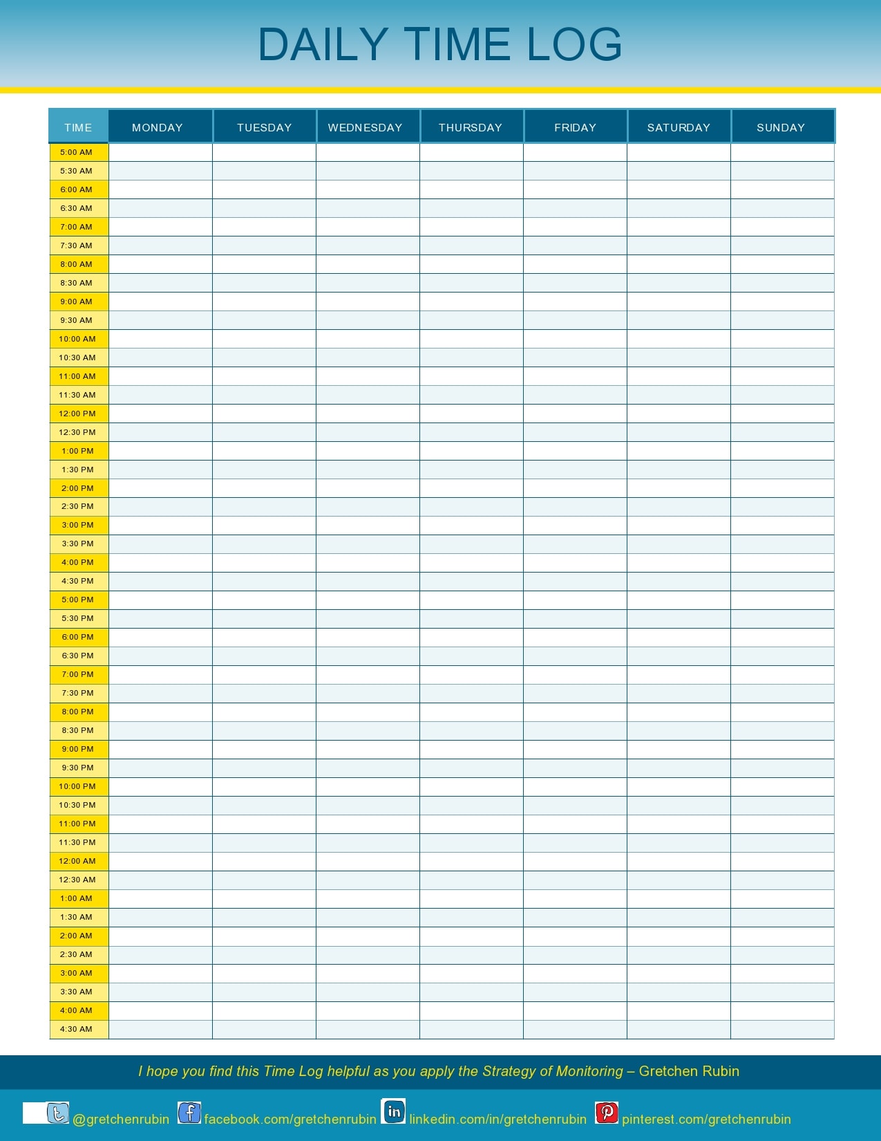 Time Management Activity Log Template